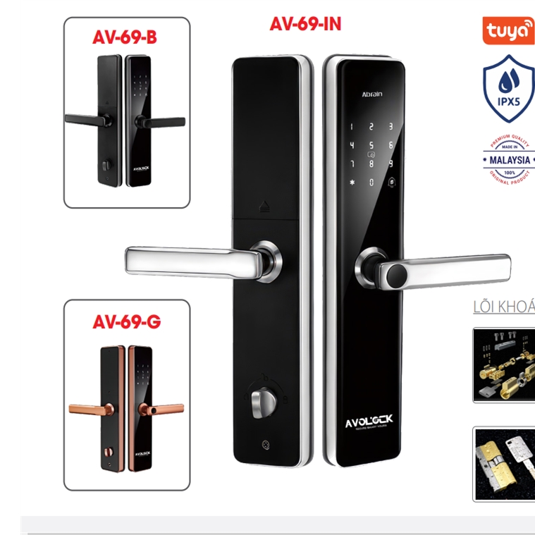 Khoá vân tay Avolock AV-69 App wifi 3 màu sắc