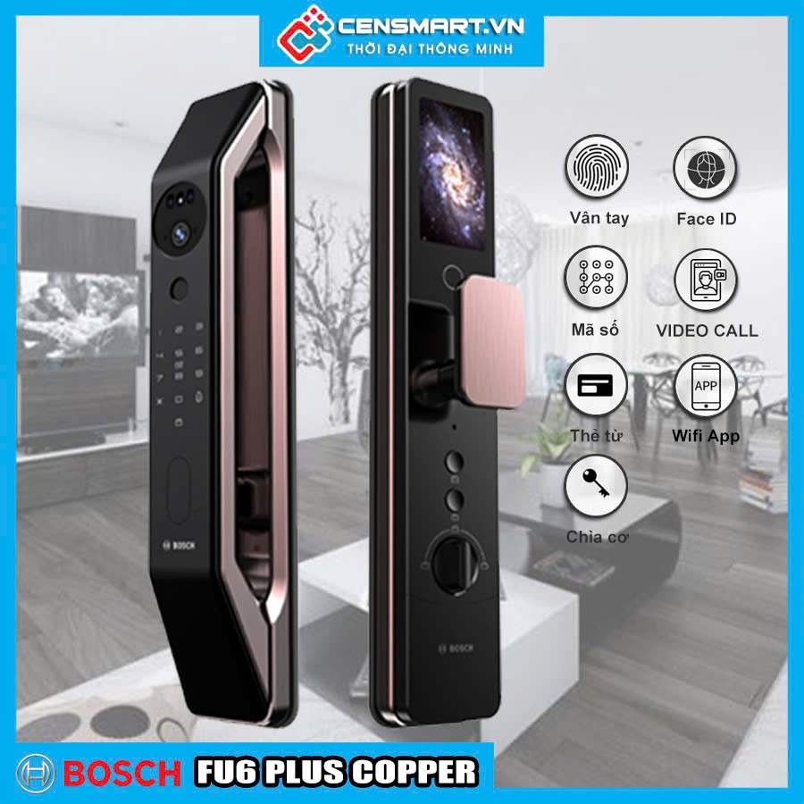 Khóa cửa vân tay Bosch FU6 EU Plus Copper Face ID, App Wifi